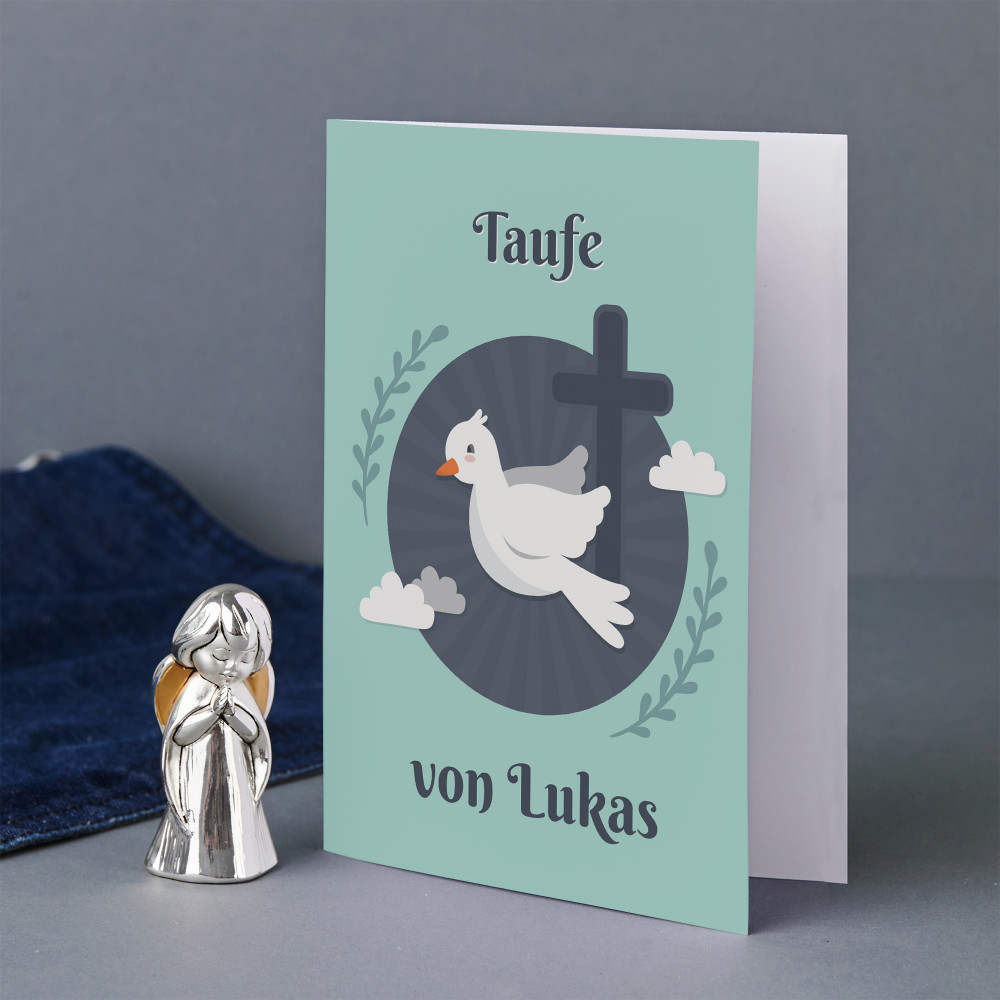 Heilige Taufe 2 - Set: Engel und Glückwunschkarte - GeschenkSpeziell.de